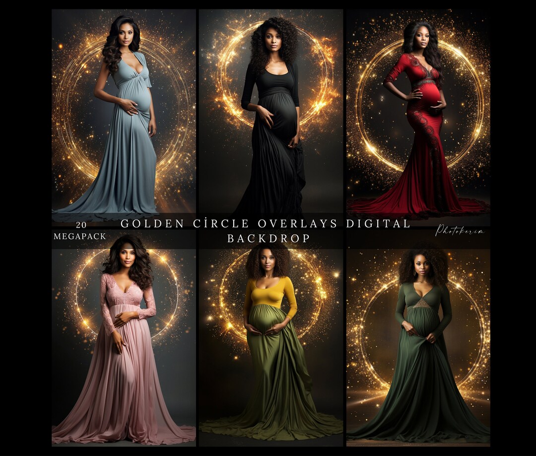 20 Lights and Bokeh Overlays Gold Maternity Rings Circle Overlays ...