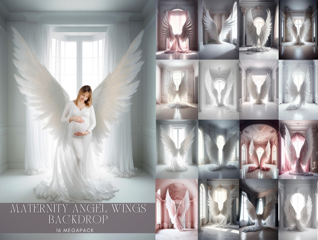 16 Digital Backdrops, Angel Wings Digital Backgrounds, Maternity ...