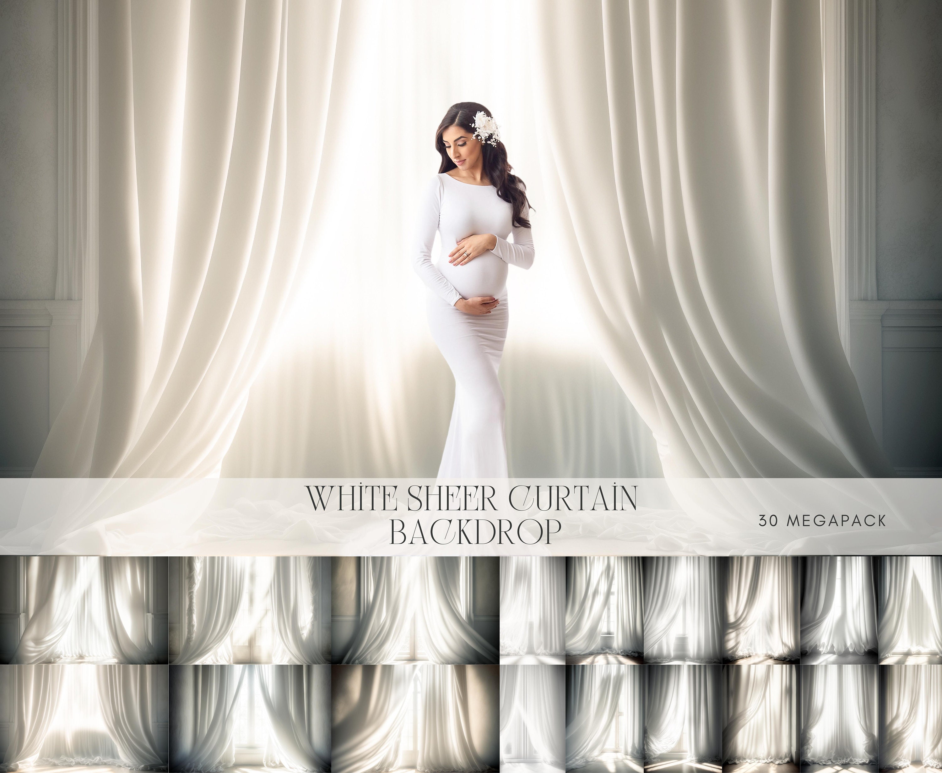 30 X White Sheer Curtain Wall Decor Background Digital - Etsy