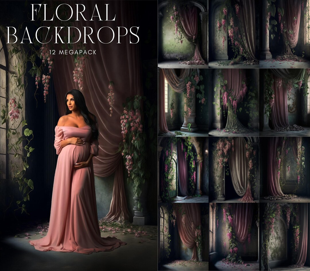 12 Floral Texture Backdrop Overlays, Maternity Backdrop Overlays ...