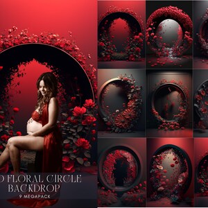 Red Floral Ring Backdrop Overlays Maternity Overlays for Photoshop ...