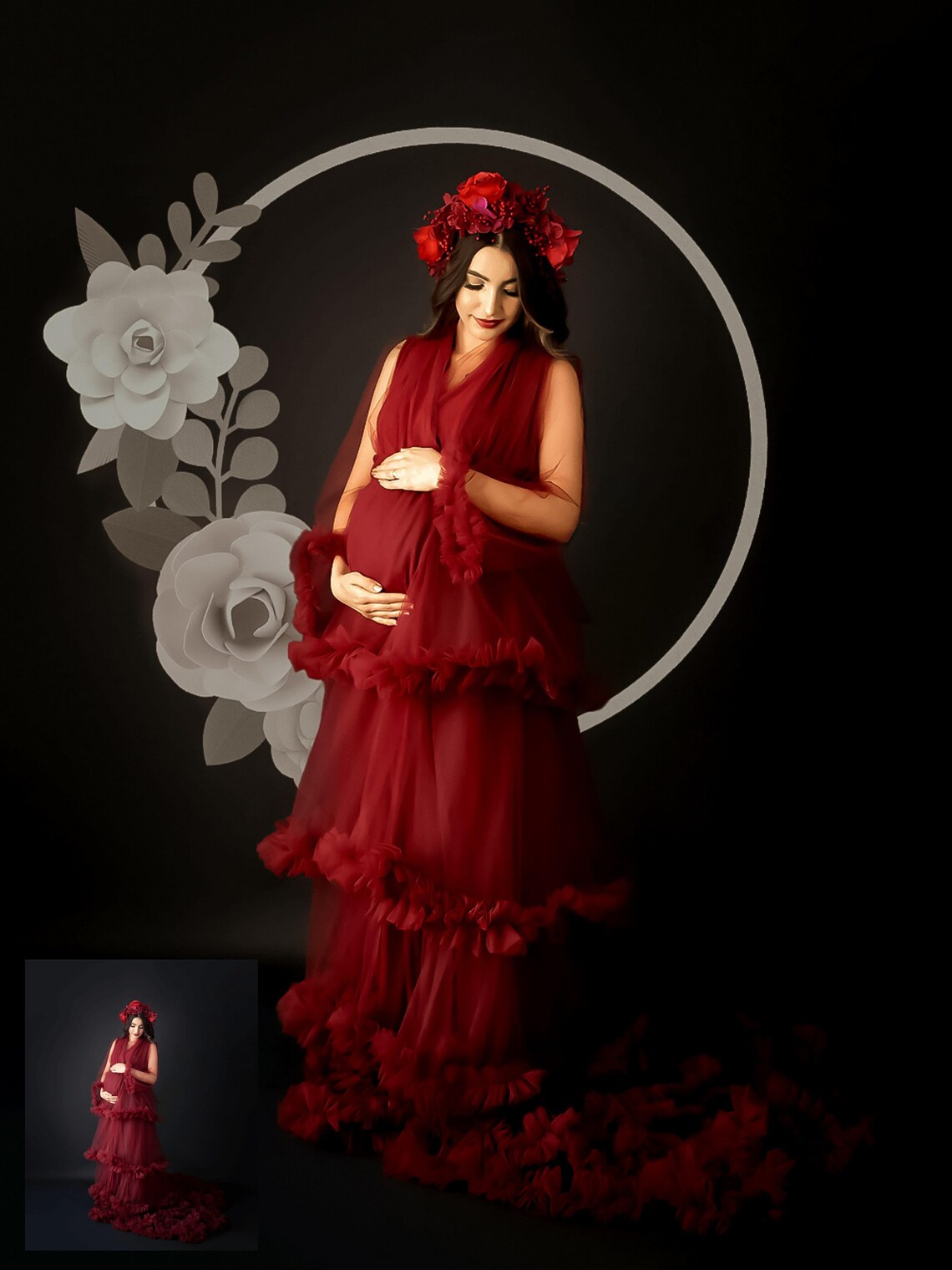 Floral Ring Backdrop Overlays Maternity Overlays for - Etsy