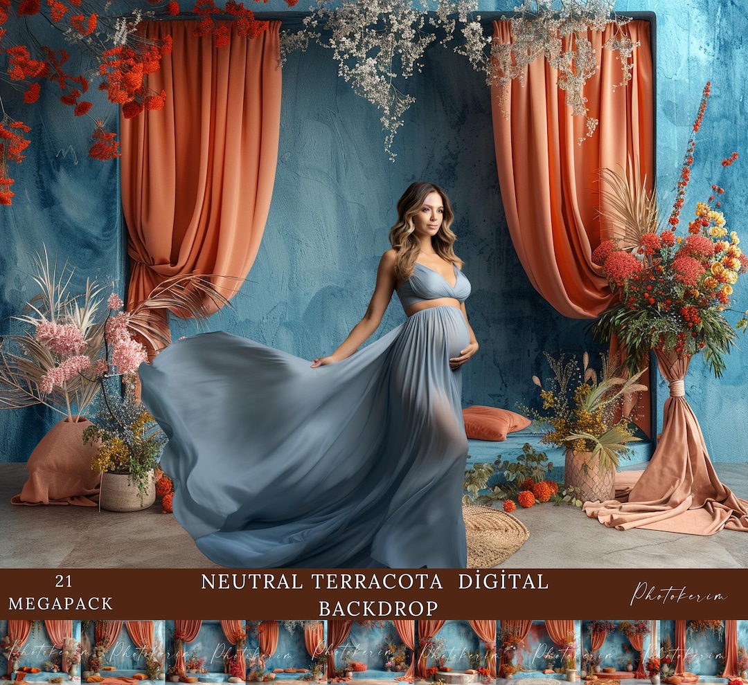 21 Terracotta Florals Digital Backdrops for Composite Photography ...