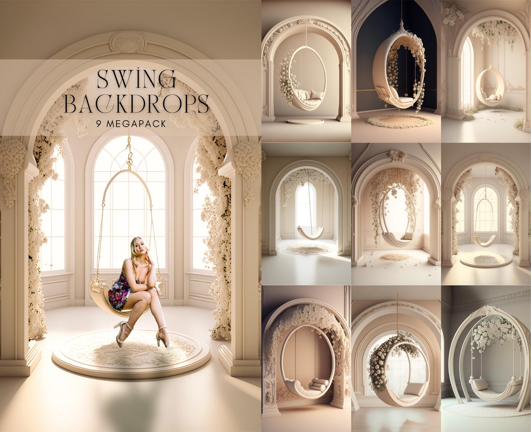 9 Flower Swing Arch Room Digital Backdrops, Maternity Digital Backdrops ...