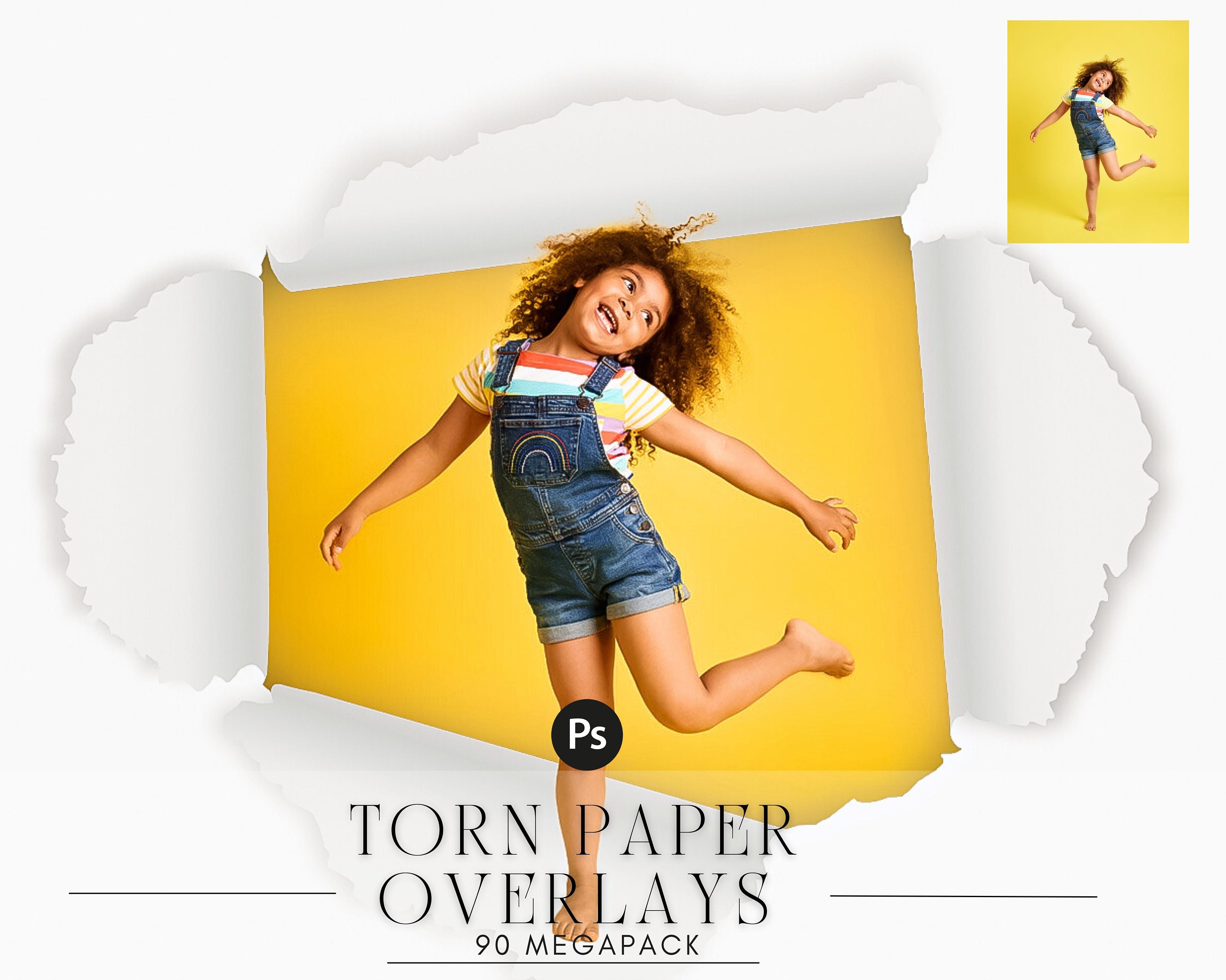 90 Torn Paper Overlay Photo Digital Overlays Torn Edge - Etsy UK