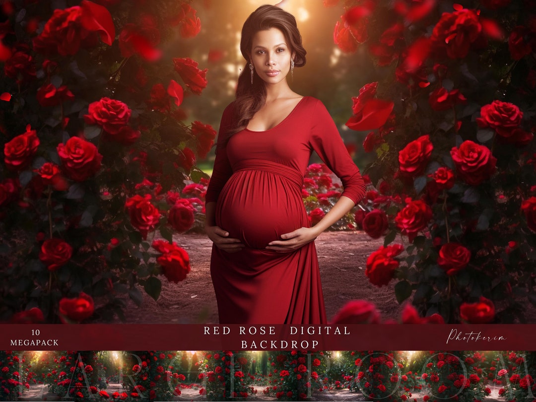 Red Rose Garden Digital Backdrop Portait Summer Flower Photography ...