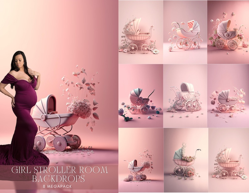 Gırl Gender Stroller Room Digital Backdrops Maternity - Etsy