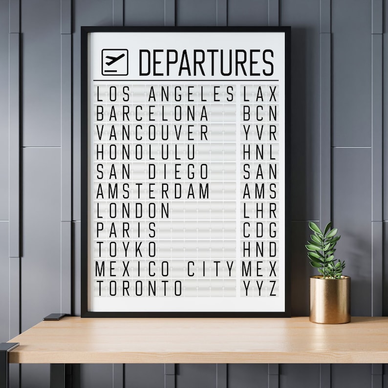 Departure Board L Travel Poster L Aviation Gift L Personalized Travel ...