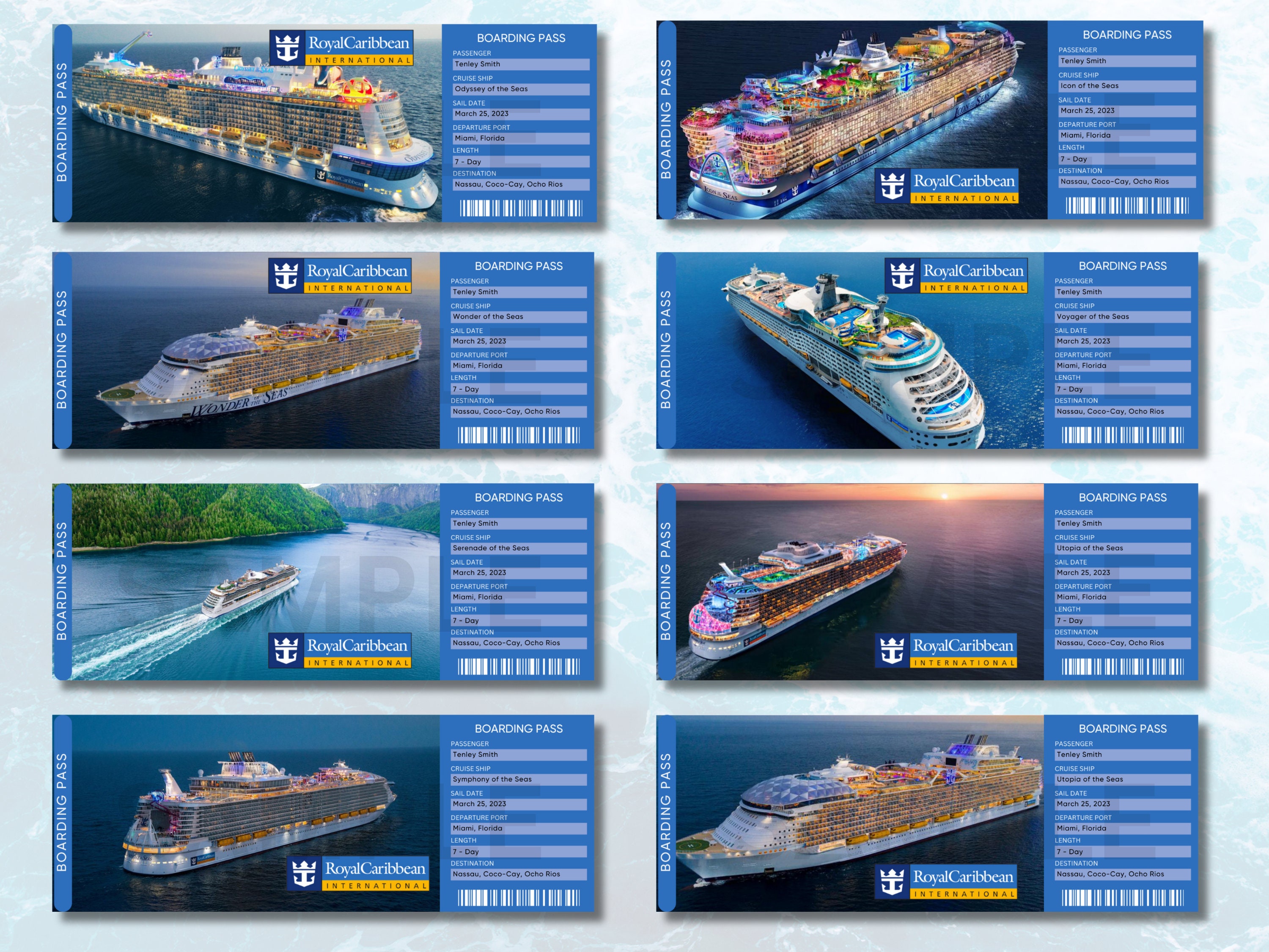 Royal Caribbean Cruise Tickets | Cruise Ticket Download | Editable Text ...