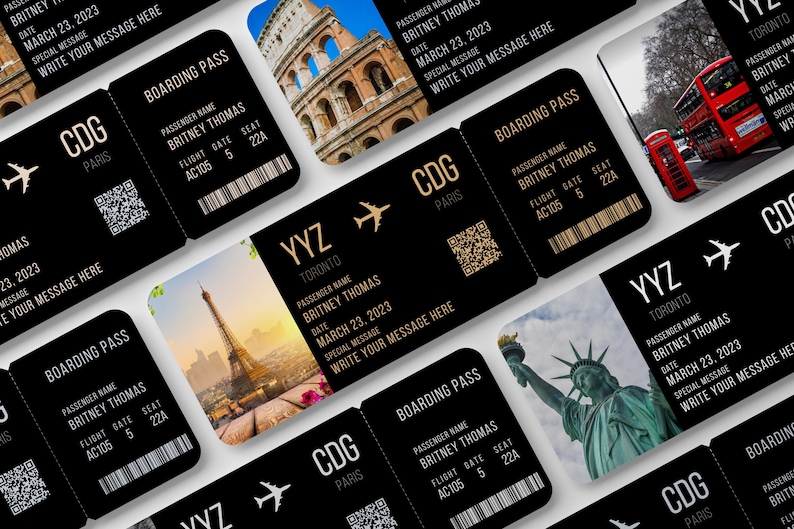 Editable Boarding Ticket Template, Surprise Airline Gift, Modern Design ...