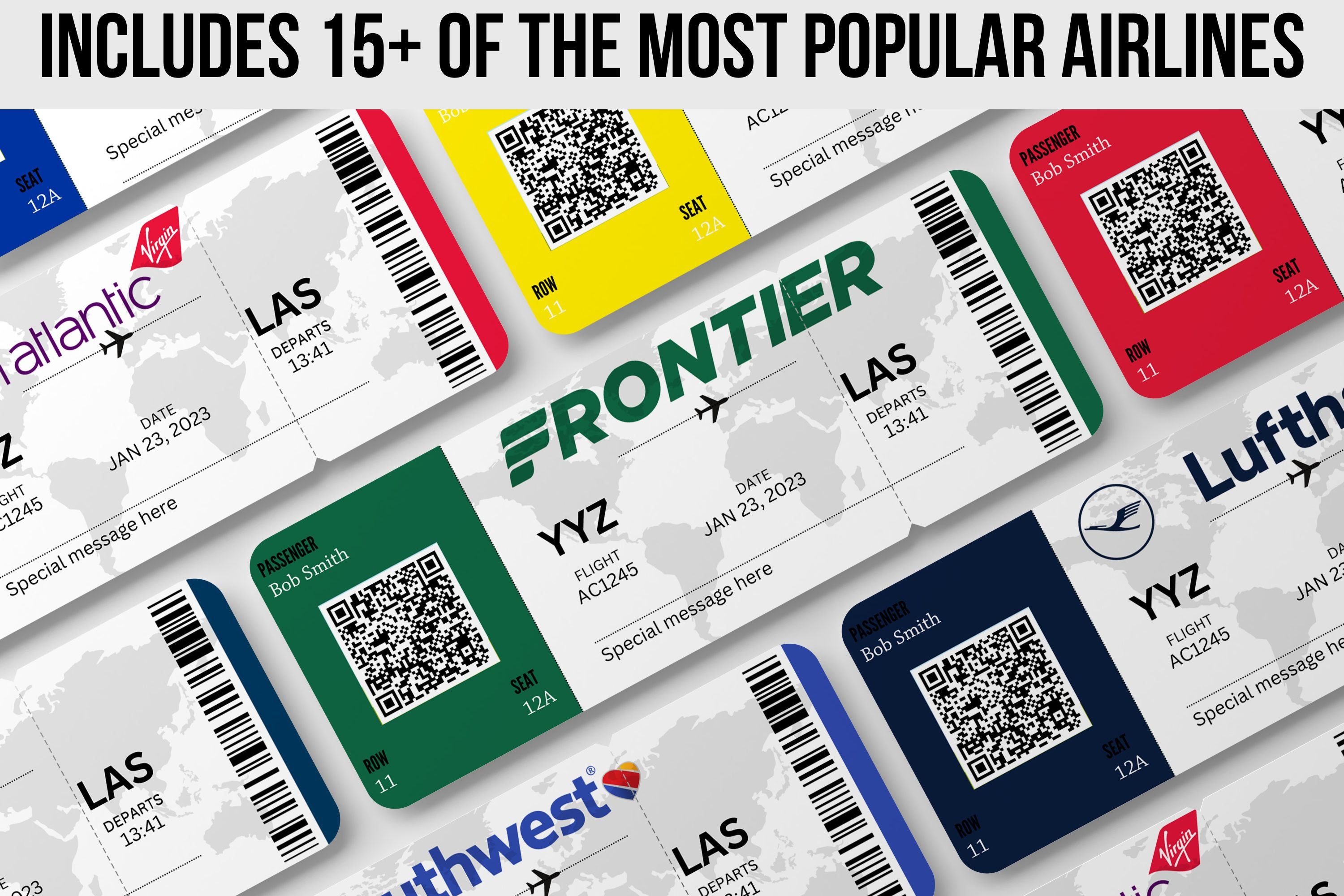 Editable Boarding Ticket Template, Surprise Airline Gift, Modern Design ...