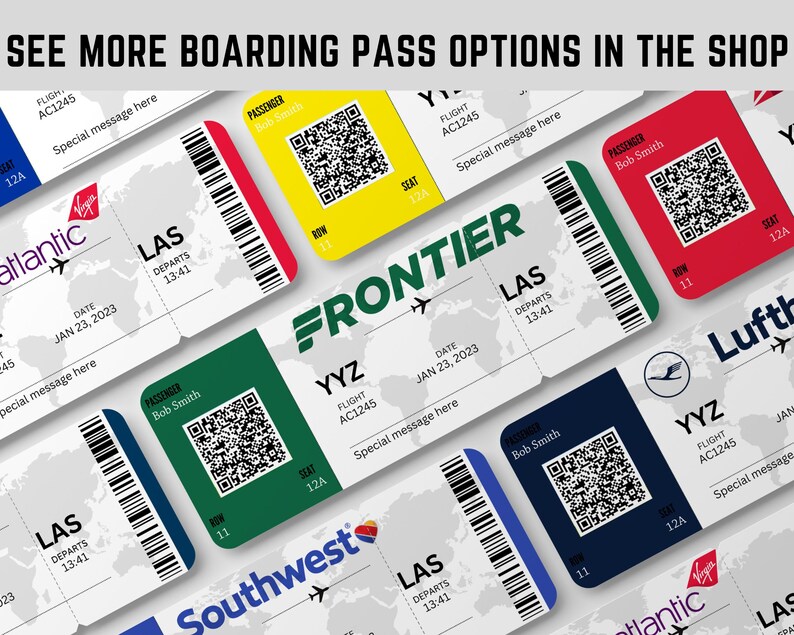 Custom Boarding Pass, Printable Airline Ticket, Boarding Pass Surprise ...