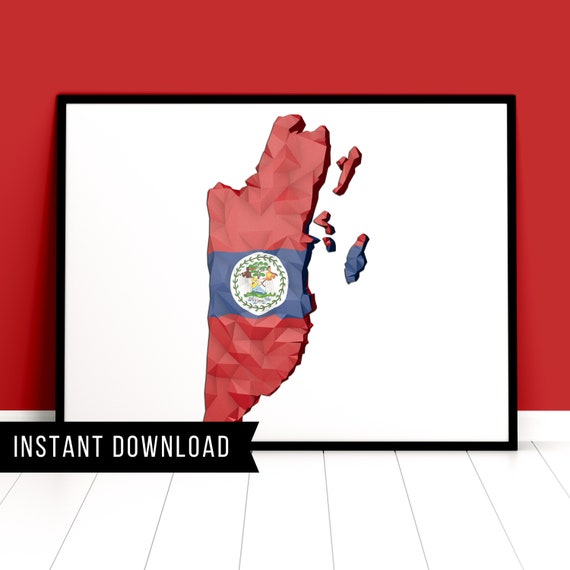 Belize Map Map of Belize Belize Wall Art | Etsy