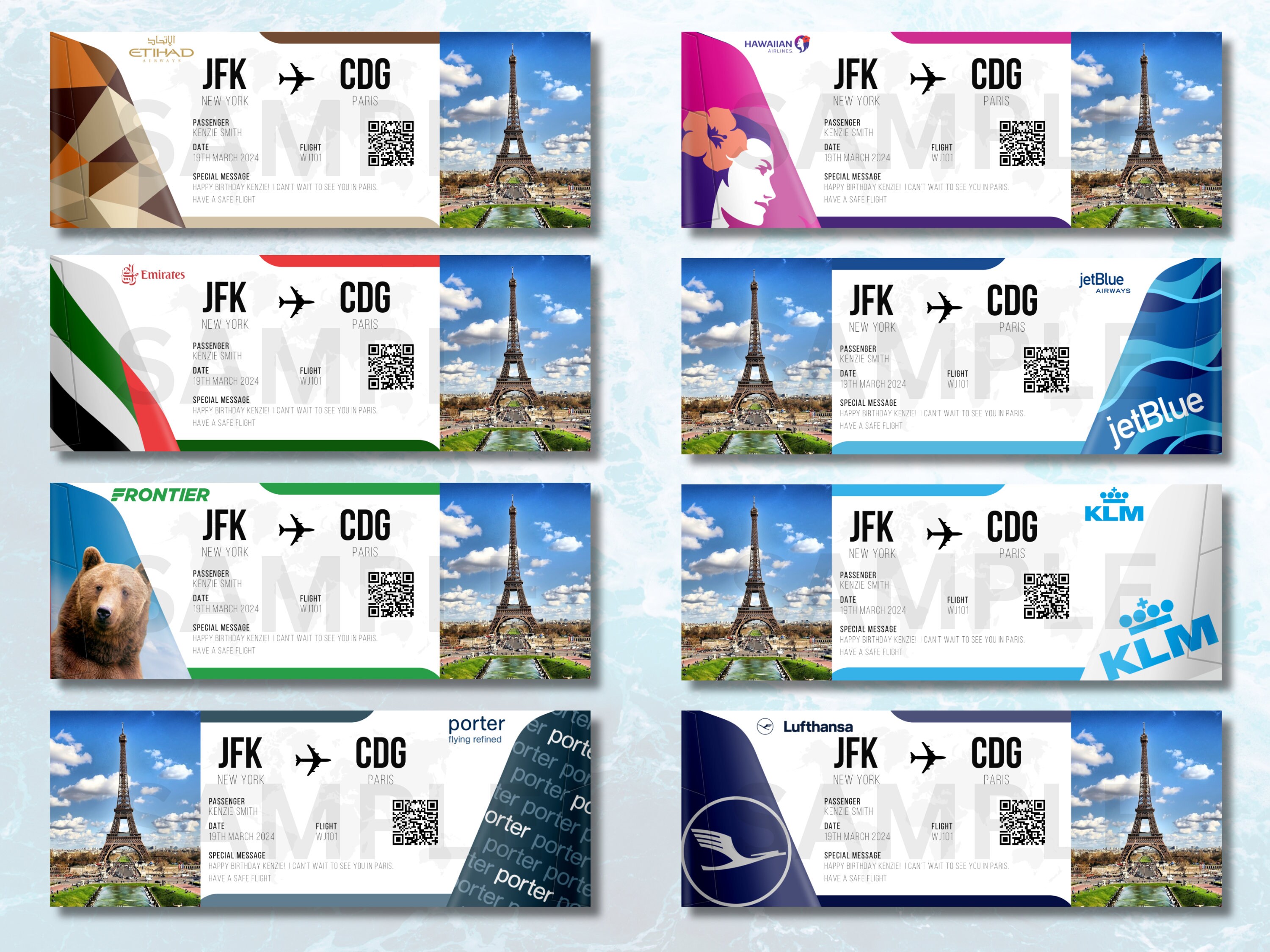 Editable Boarding Ticket Template, Surprise Airline Gift, Modern Design ...