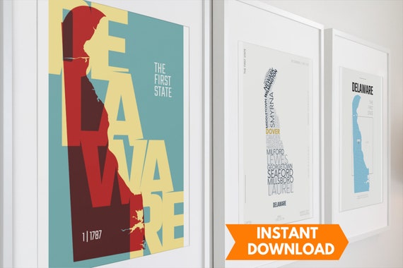 Home Decor State map art Delaware map WallDecorAddict Delaware map ...