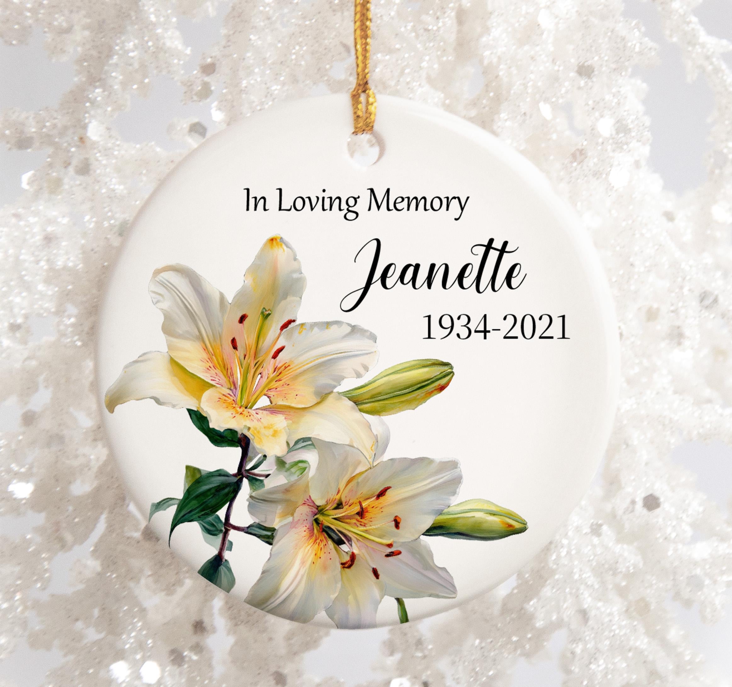 Personalized White Lilies Memorial Ornament: Custom Name & Year - Etsy