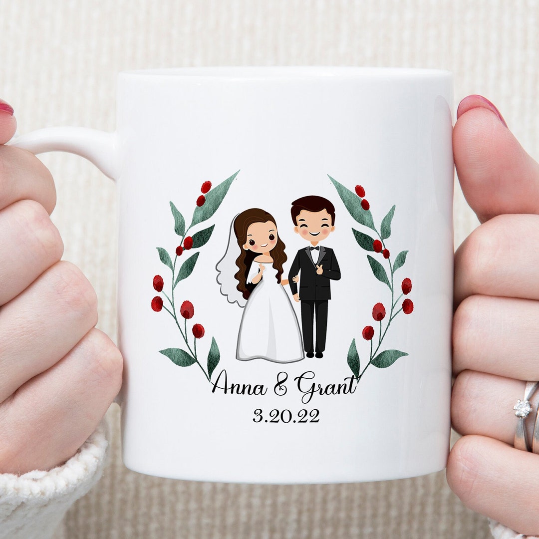 Personalized Wedding Mug, Christmas Mug of Newlywed, Wedding Gift ...