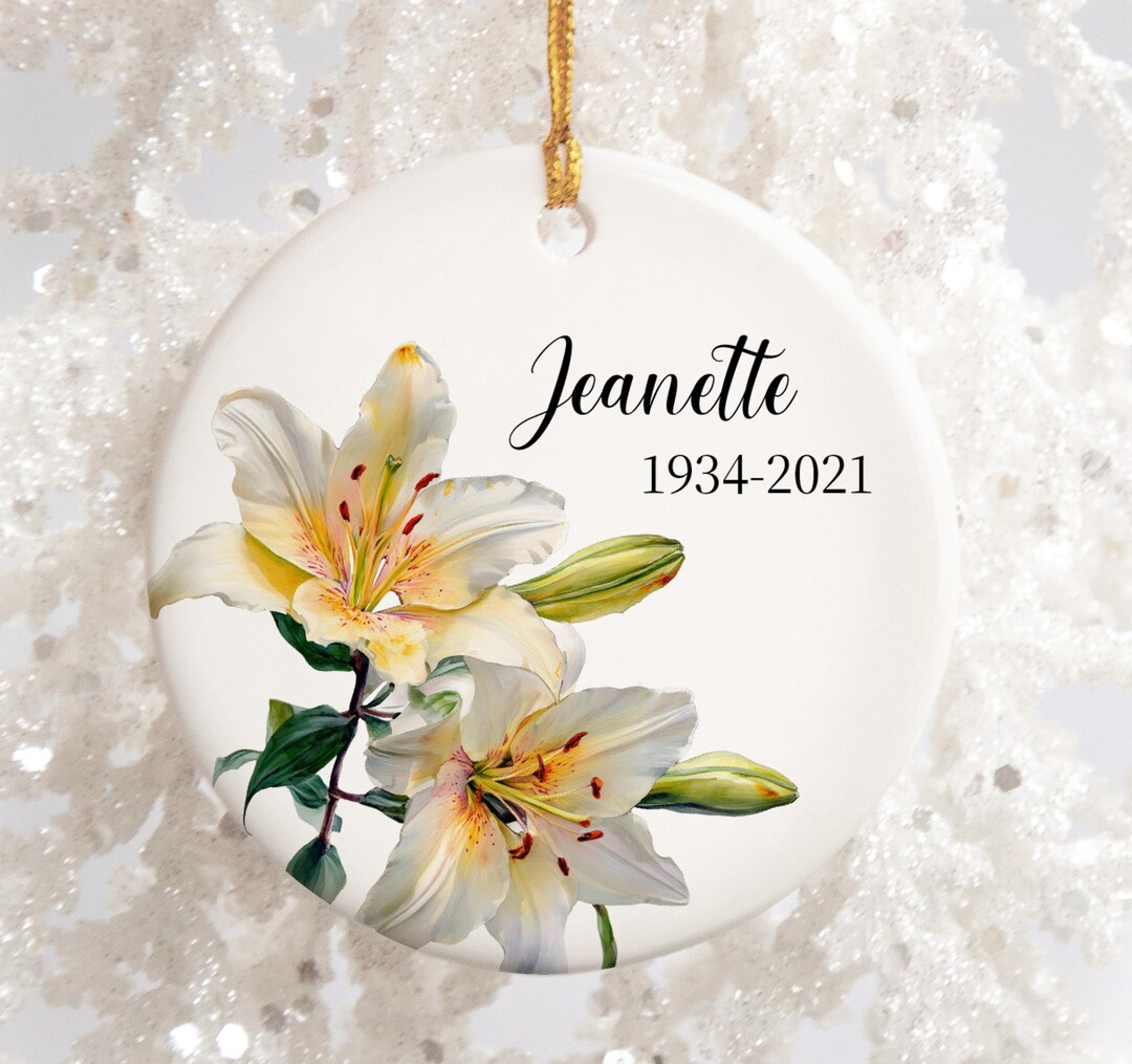 Personalized White Lilies Memorial Ornament: Custom Name & Year - Etsy