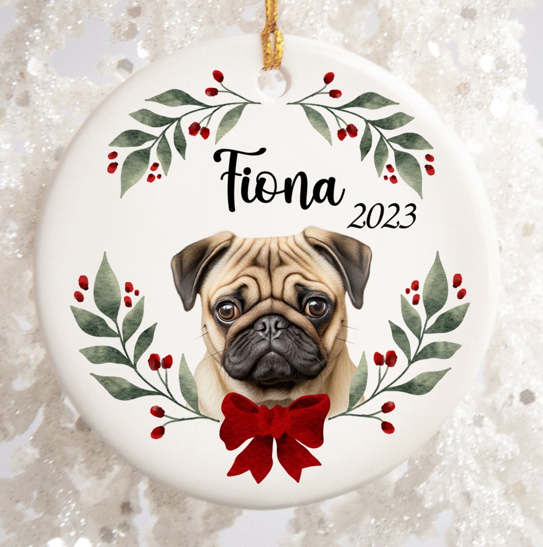 Pug Christmas Ornament - Fawn Pug Ornament- Custom Pug Ornament - Dog ...