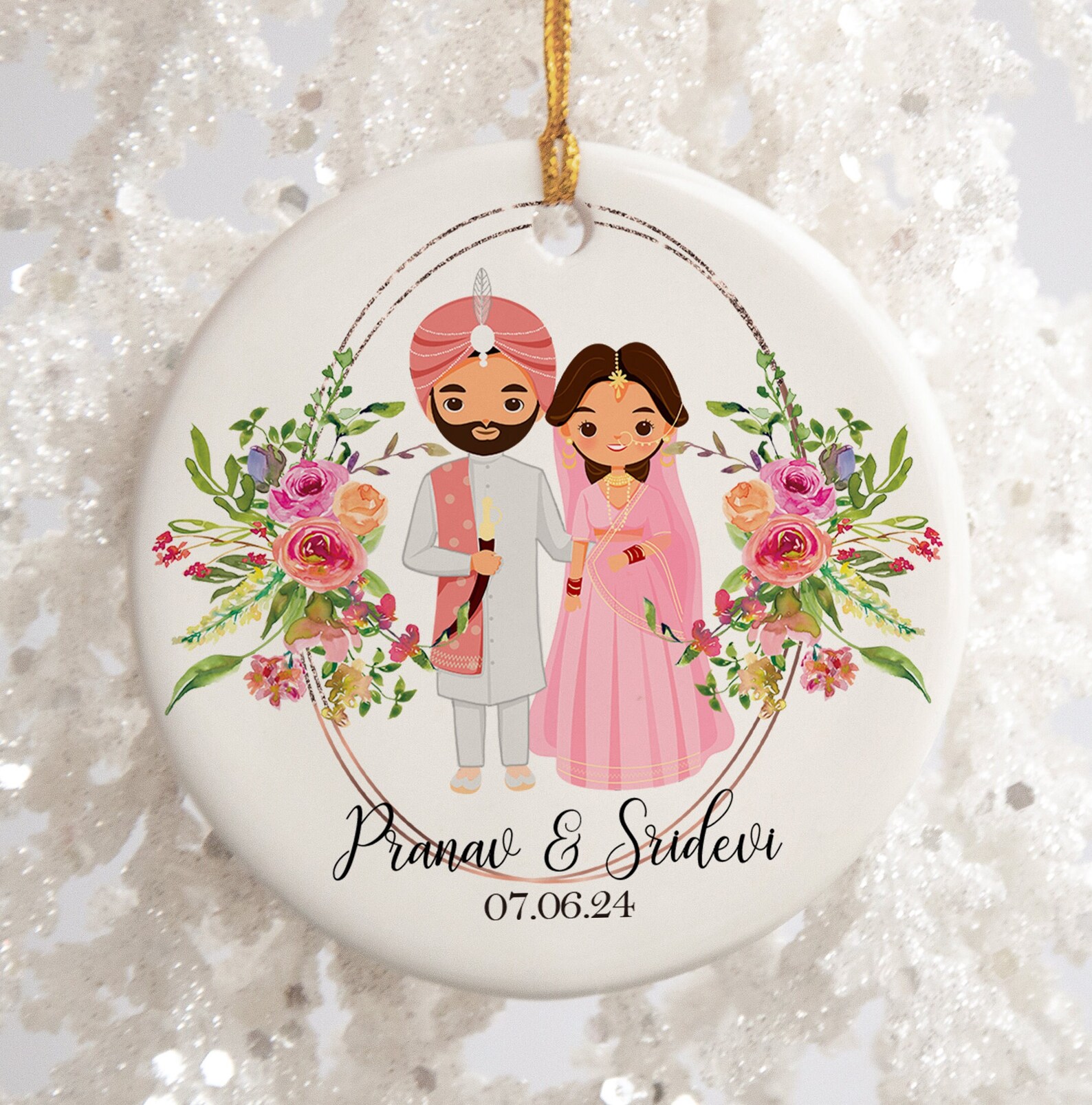 Personalized Indian Wedding Gift - Custom Wedding Ornament - Indian ...