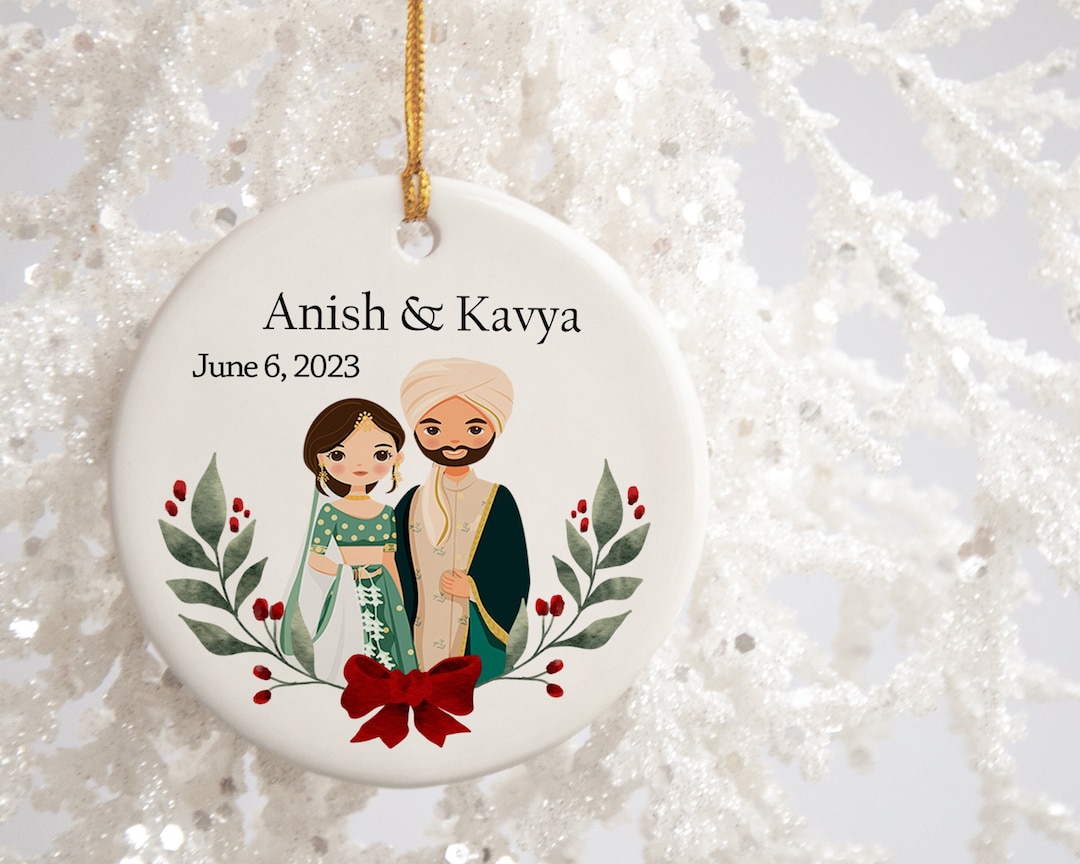 Personalized Indian Wedding Gift - Indian Wedding Christmas Ornament ...