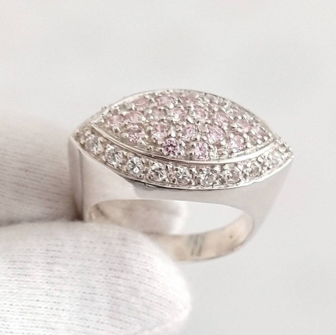 Bague Pave Topaze Rose 925 Sterling Silver Gift Box Bag - Etsy France
