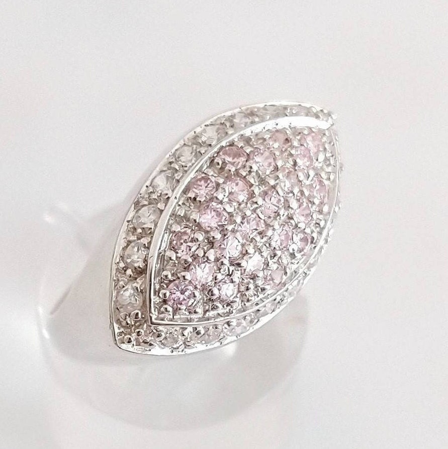 Bague Pave Topaze Rose 925 Sterling Silver Gift Box Bag - Etsy France