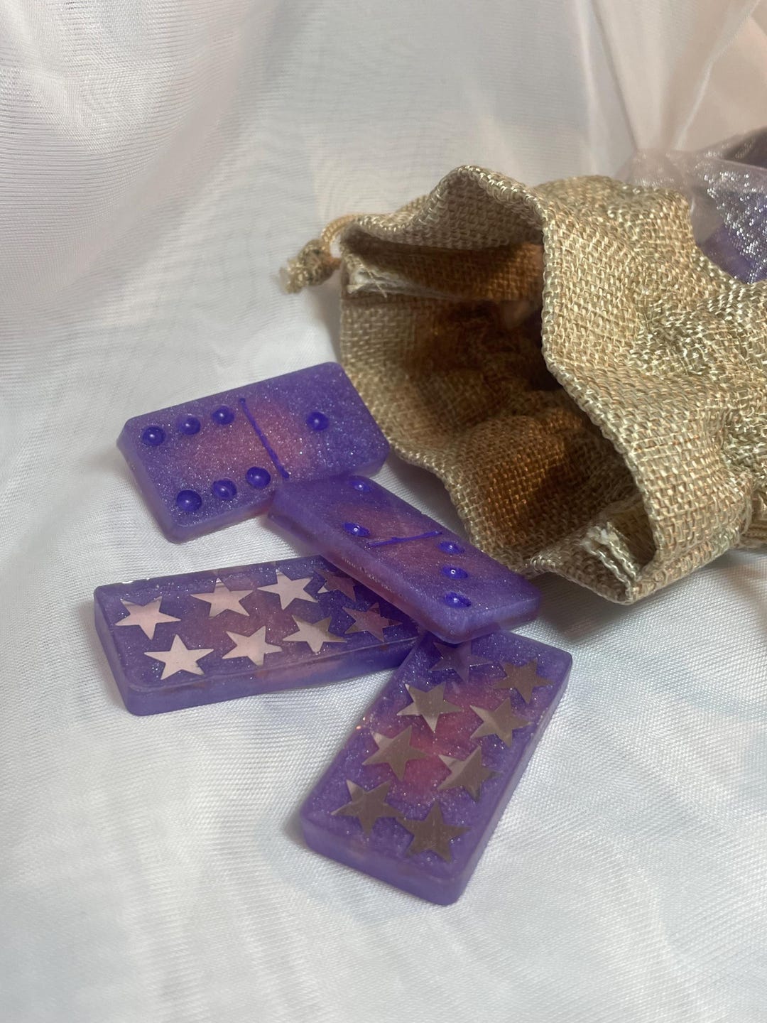 Handmade Resin Pink/purple Star Dominoes Set - Etsy