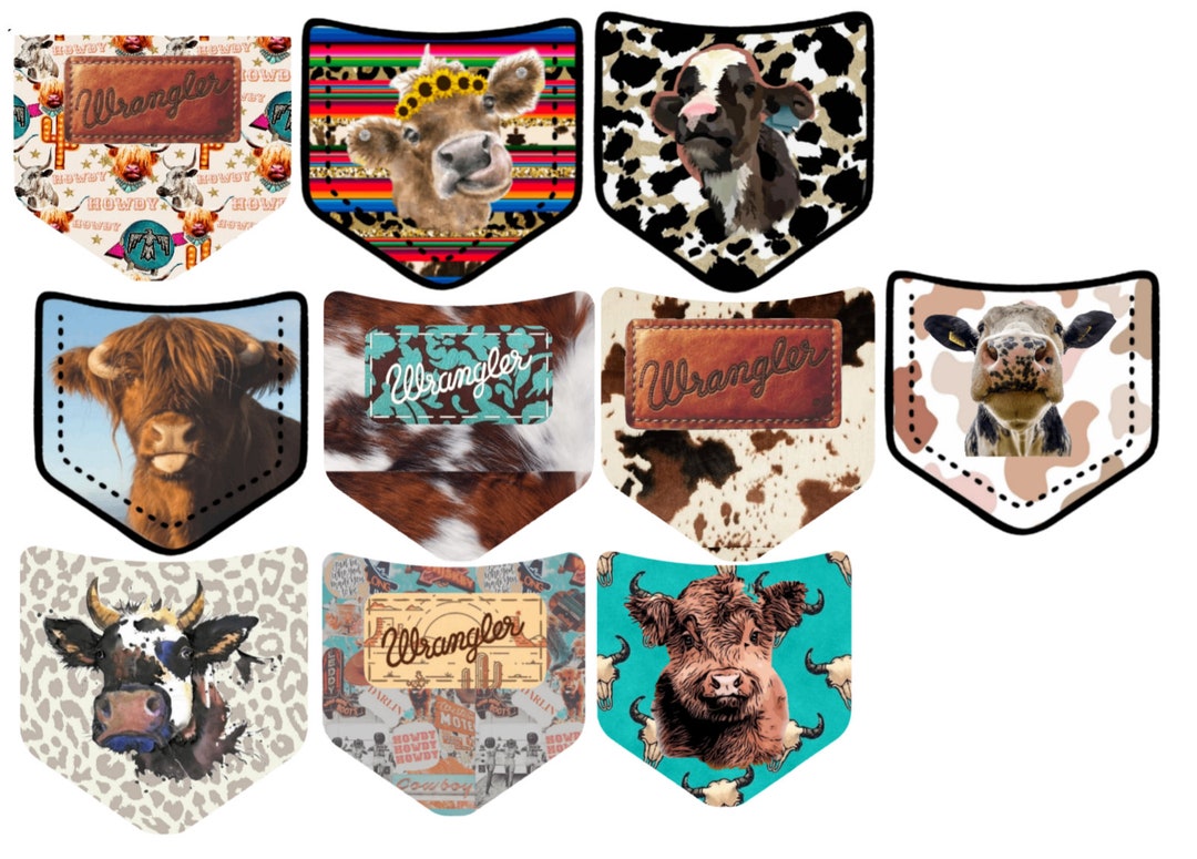 Jean Pocket Card Stock Cutouts for Freshies, Back Pocket, Cow Heads ...