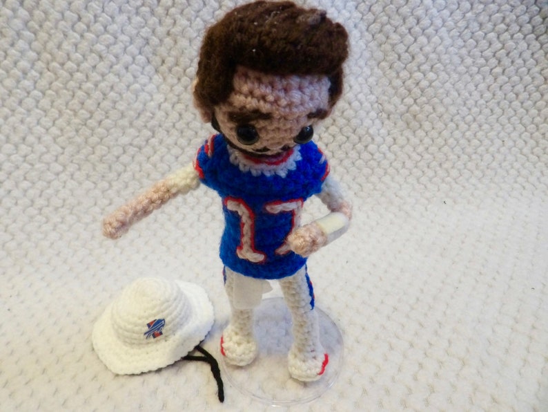 Crochet Buffalo Bills Josh Allen Doll Wearing Hat, Custom Personalized ...