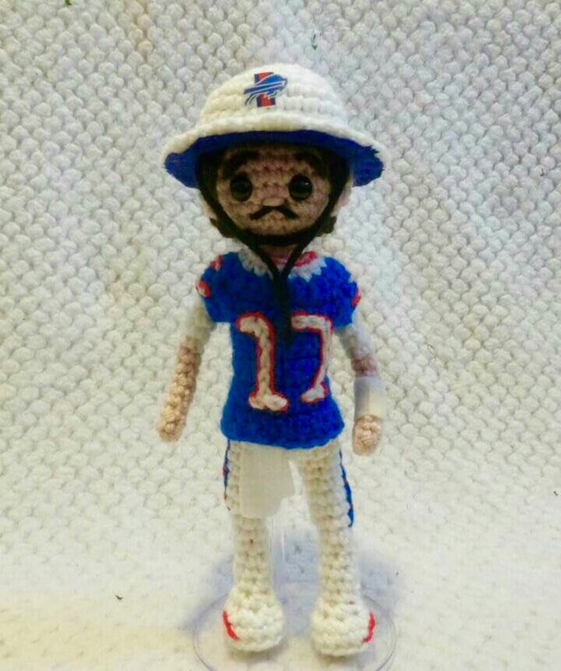 Crochet Buffalo Bills Josh Allen Doll Wearing Hat Custom - Etsy