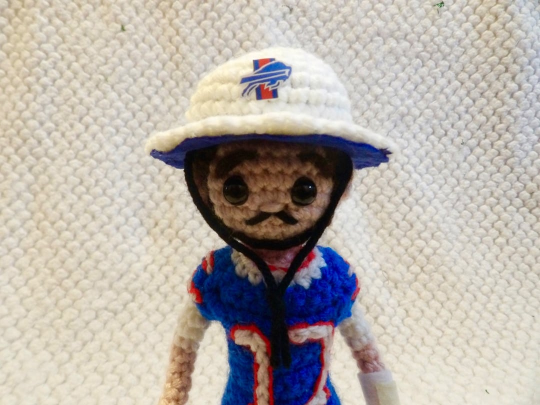 Crochet Buffalo Bills Josh Allen Doll Wearing Hat, Custom Personalized ...