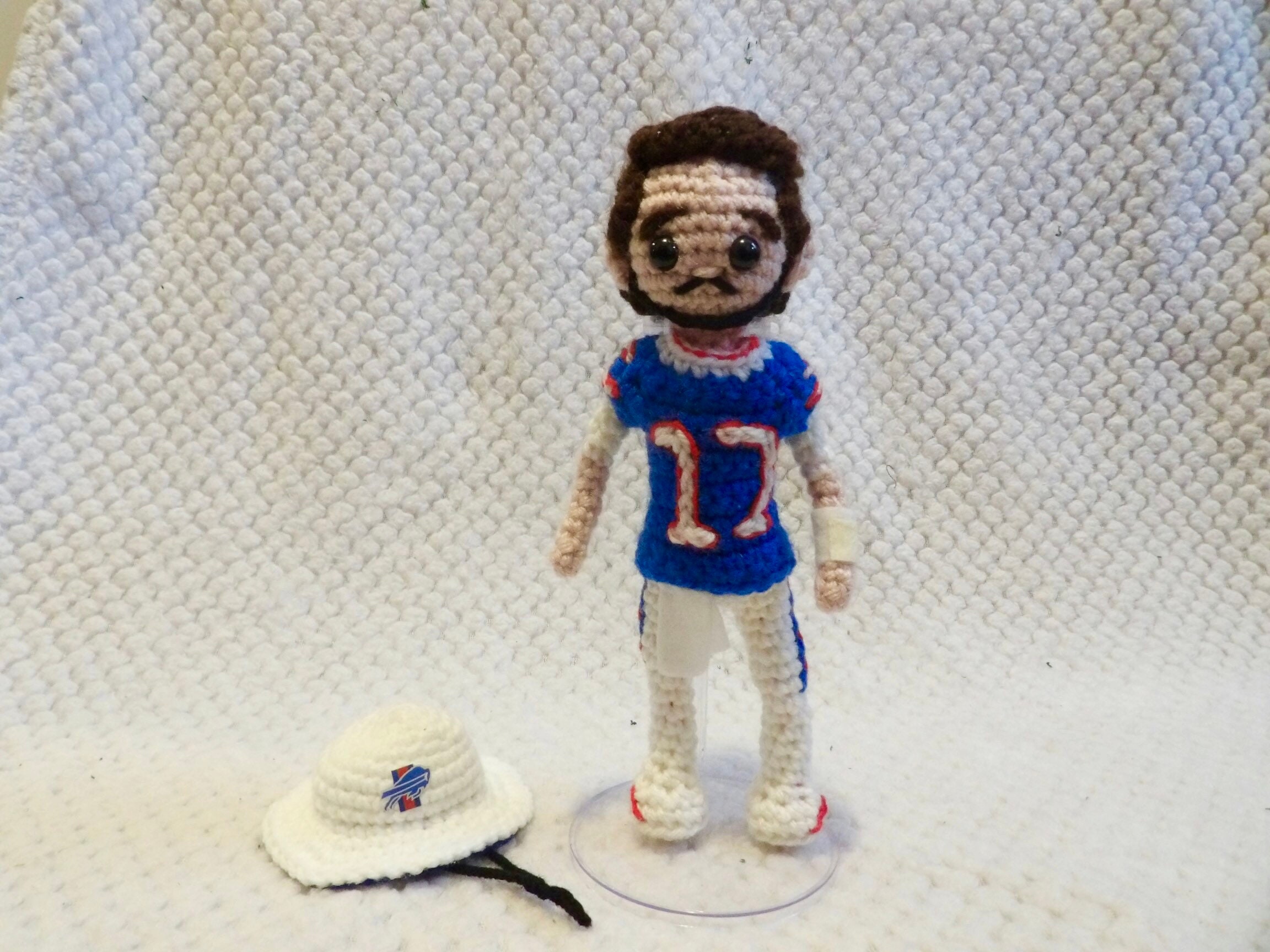 Crochet Buffalo Bills Josh Allen Doll Wearing Hat, Custom Personalized ...