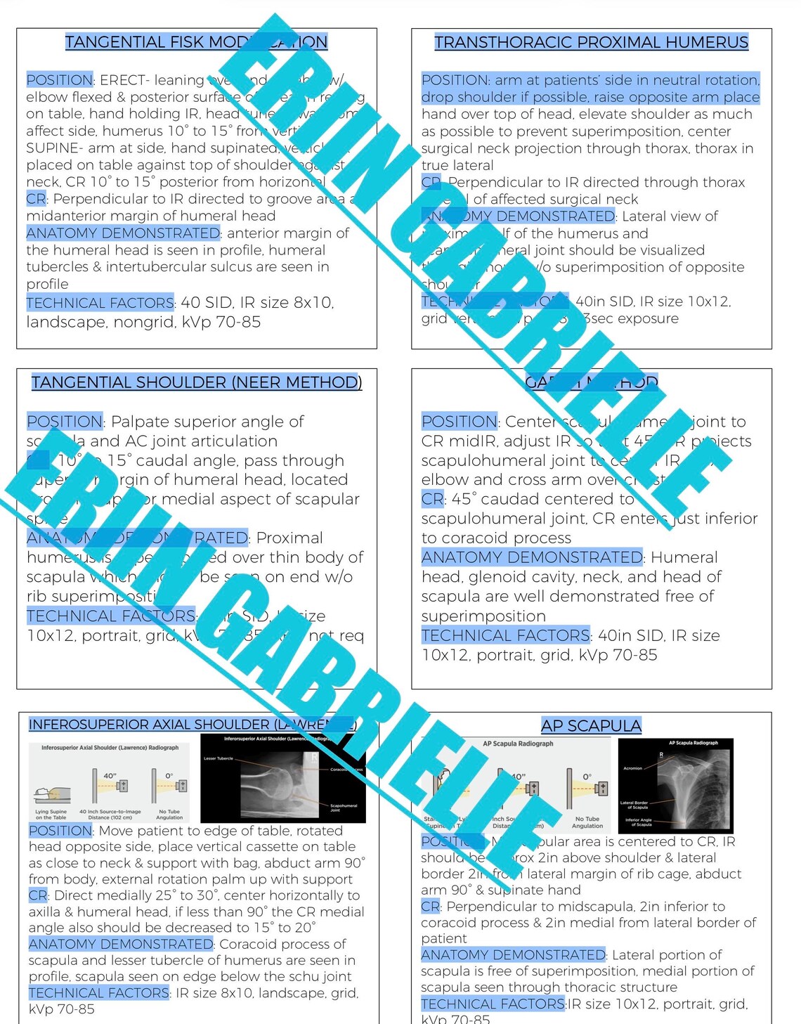 X-ray Notes Positioning Flashcards - Etsy