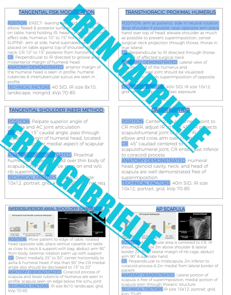 X-ray Notes Positioning Flashcards - Etsy