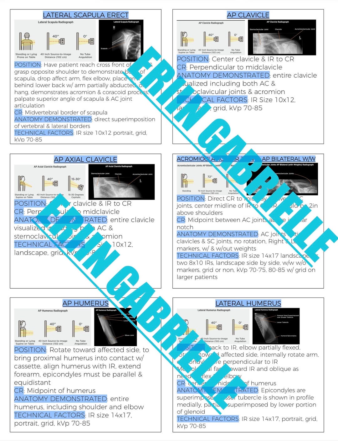 X-ray Notes Positioning Flashcards - Etsy