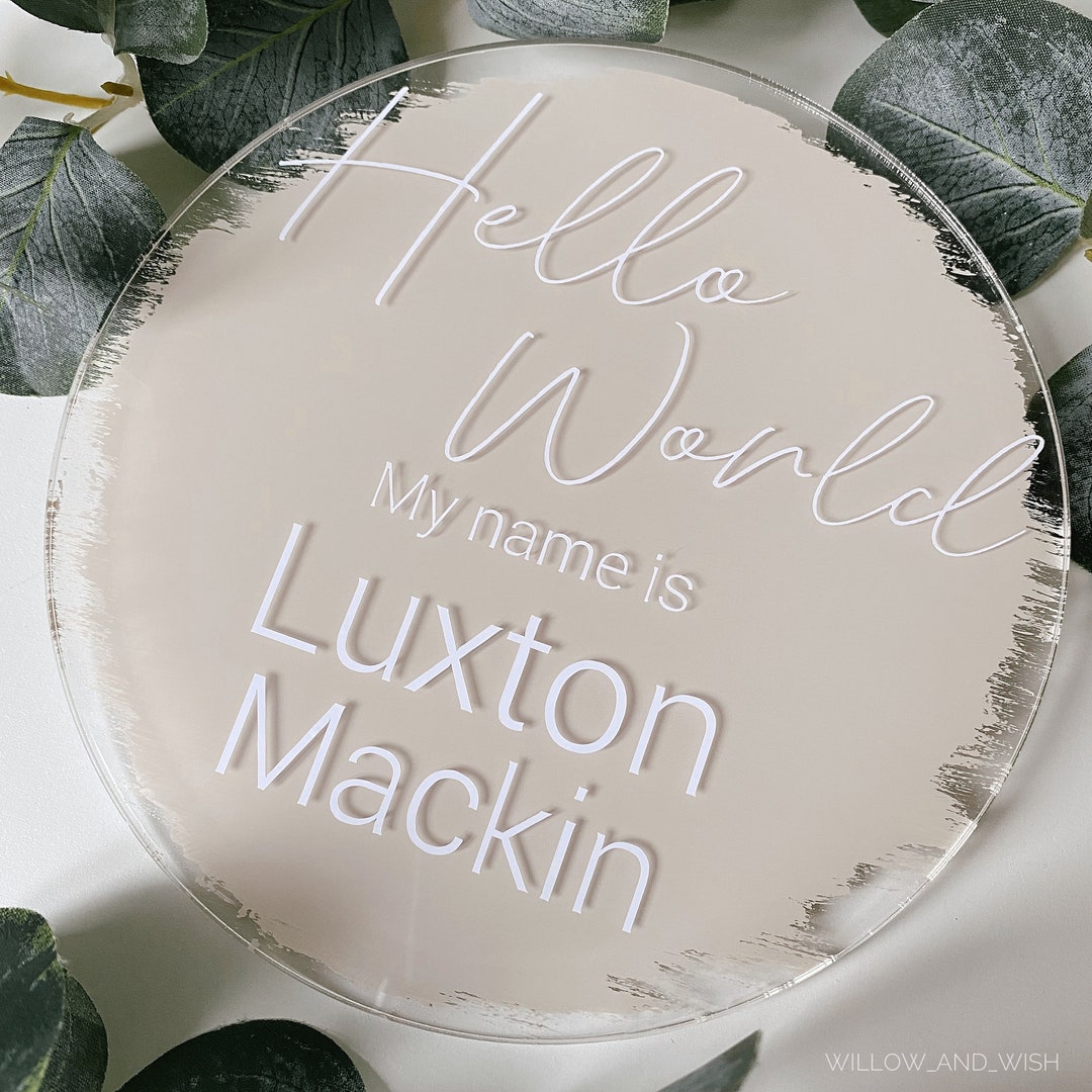 Baby Hello World Sign, Pregnancy Announcement, Introduction Disc, Photo ...