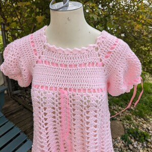 Hand Made Crochet Girls Puffy Sleeves Pink Soft Dress/tunic Size 6-8 - Etsy