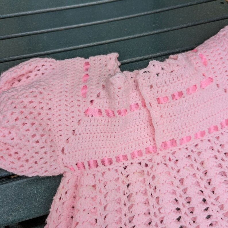Hand Made Crochet Girls Puffy Sleeves Pink Soft Dress/tunic Size 6-8 - Etsy