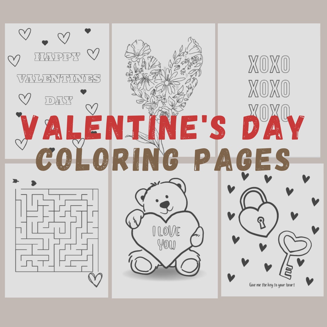 Valentines Day Coloring Pages|instant Download|15 Page Digital Download ...