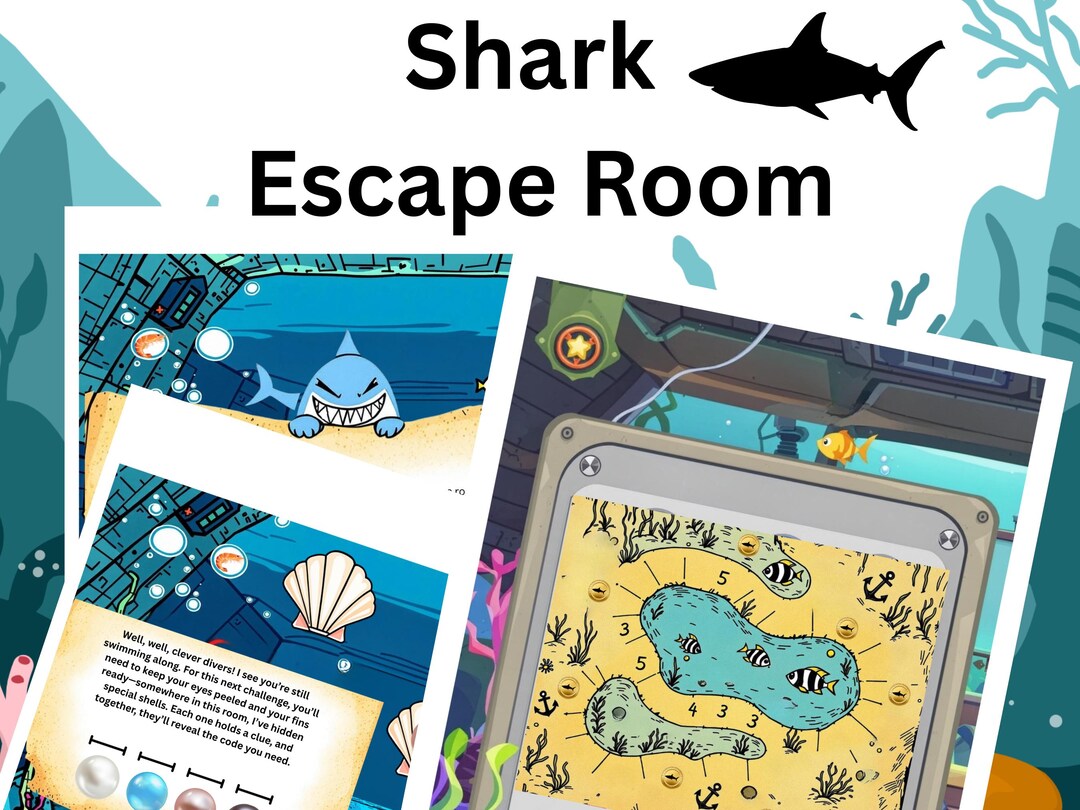 Underwater Shark Escape Room Printable Game for Parties, Shark Week ...