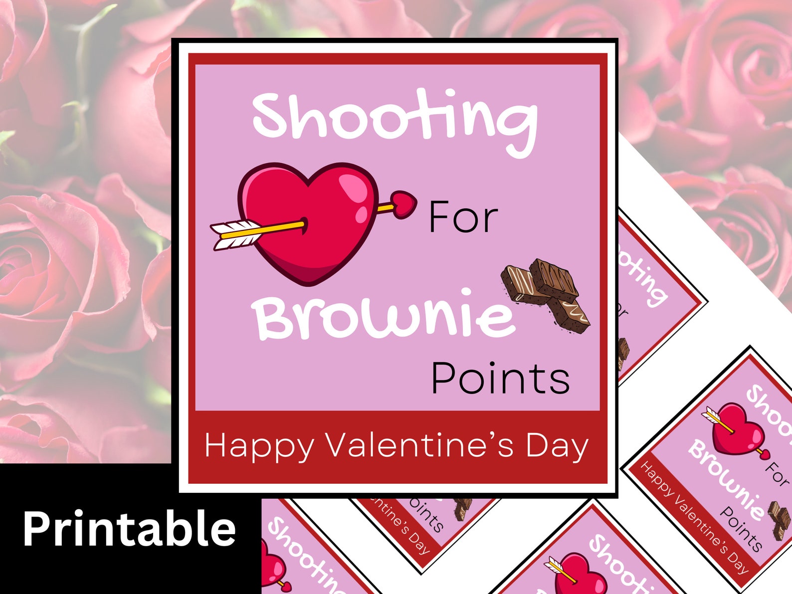 Shooting for Brownie Points Valentines Printable Gift Tag - Etsy