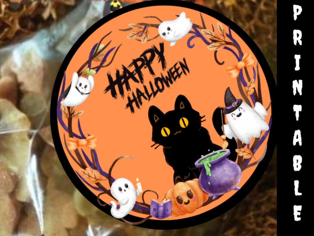 Festive Black Cat Gift Tag Printable for Halloween - Etsy