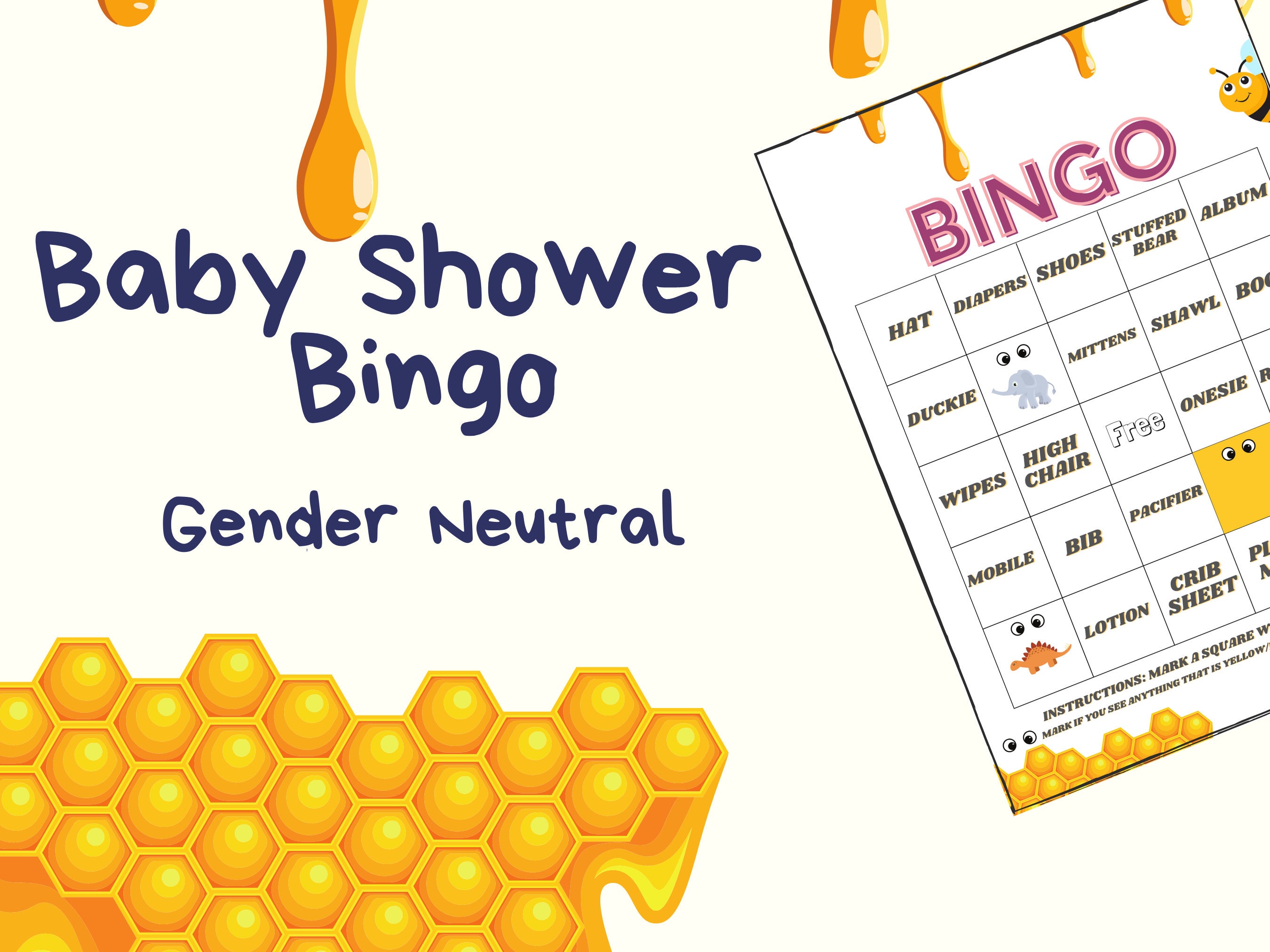 Baby Shower Bee Bingo Printable Game