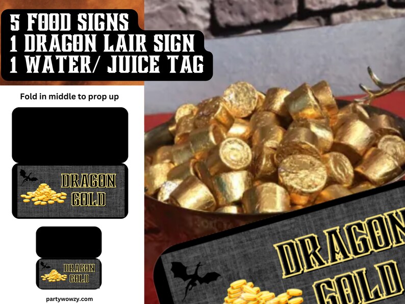 Dragon Party Signs Printable Set - Instant Download - Etsy