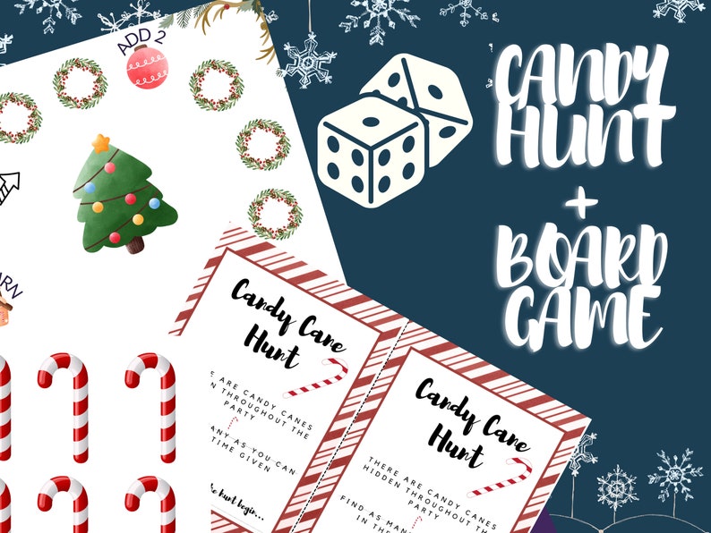 Candy Cane Hunt Printable Game With Board Game - Etsy