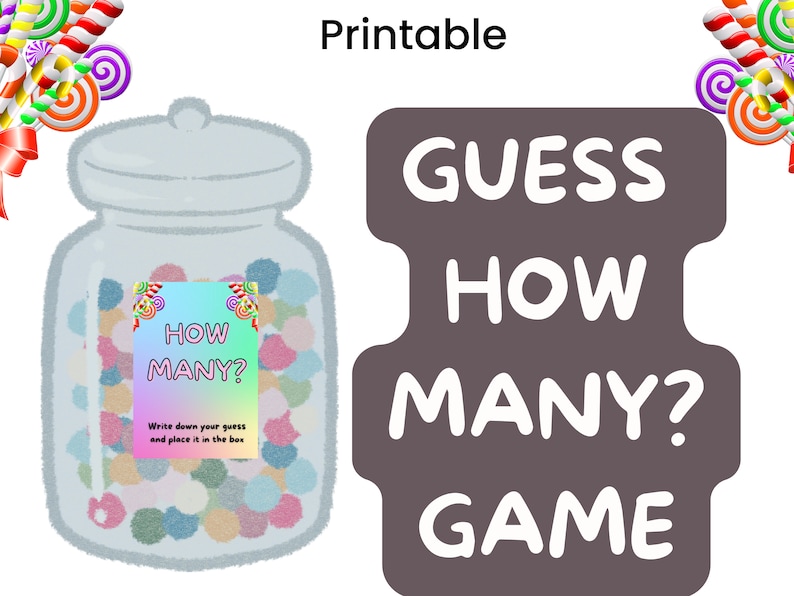Guess How Many Printable Game for Baby Showers, Birthdays, or Any ...