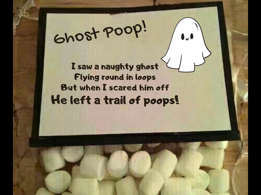 Halloween Ghost Poop Treat Bag Labels - Printable Tags for Marshmallow ...