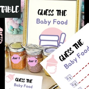 Interactive Baby Shower Activity: Baby Food Guessing Game Printable - Etsy