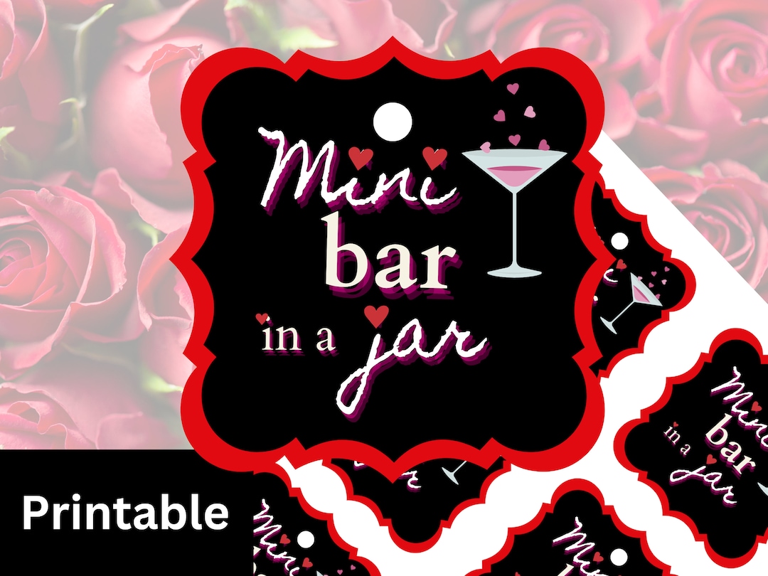 Mini Bar in a Jar Printable Valentine's Gift Tag for Coworkers, Friends ...